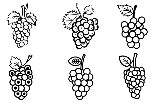 Diverse Collection of Stylized Grape Cluster Silhouettes | Jiffy Designs