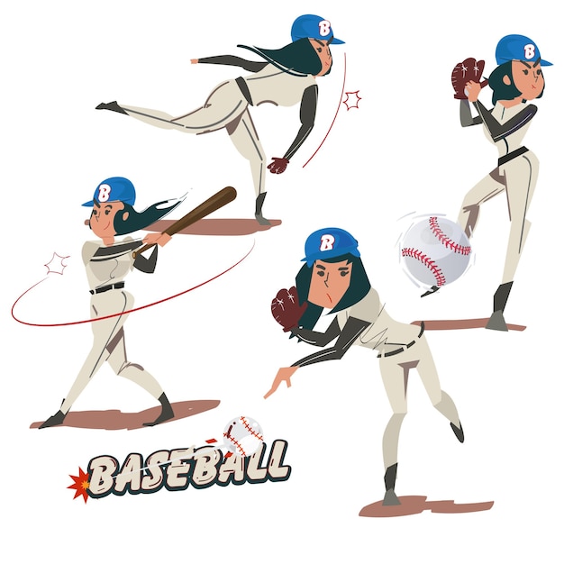Vibrant Collection of Animated Baseball Players in Action | Jiffy Designs