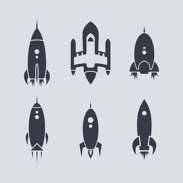 Retro Rocket Ship Silhouettes in Minimalist Design | Jiffy Designs