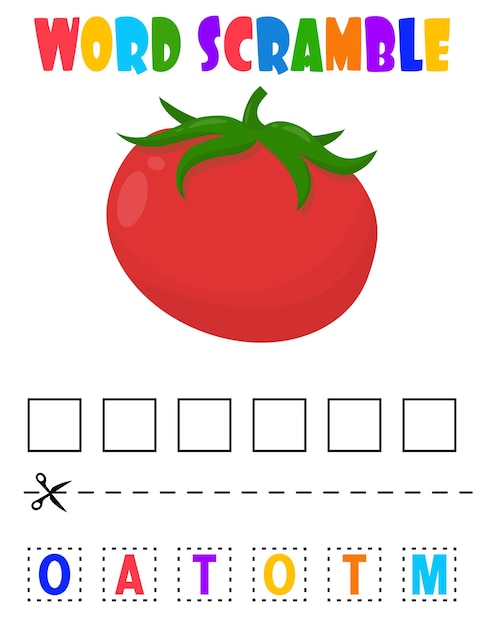 Vibrant Tomato Word Scramble Puzzle | Jiffy Designs