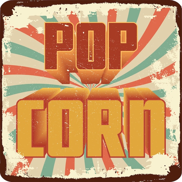 Retro Pop Corn Sign with Vibrant Sunburst Design | Jiffy Designs