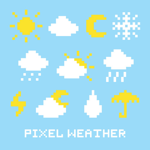 Pixel Art Style Weather Isolated Vector Set | Jiffy Designs