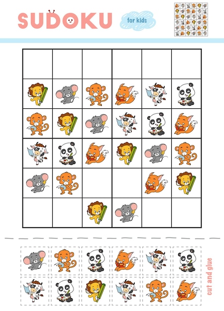 Adorable Animal Sudoku Grid for Kids | Jiffy Designs