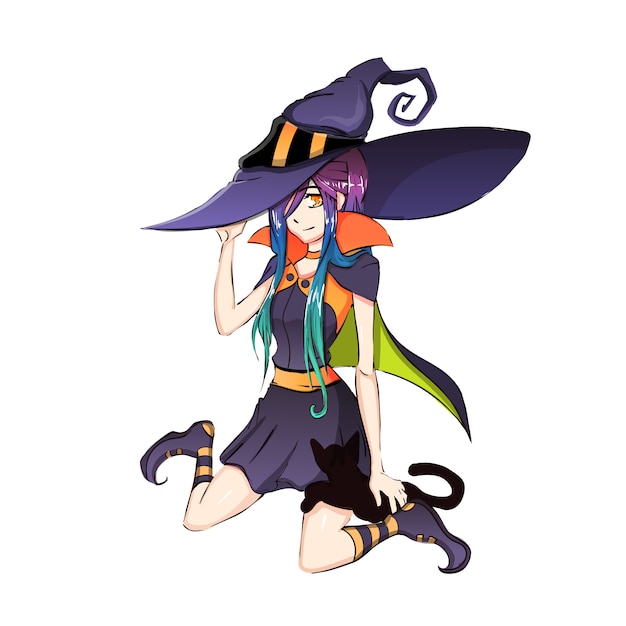 Enchanting Witch with Vibrant Attire and Whimsical Hat | Jiffy Designs