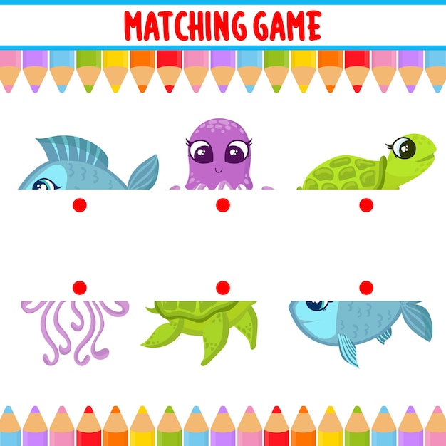 Colorful Matching Game with Whimsical Sea Creatures | Jiffy Designs