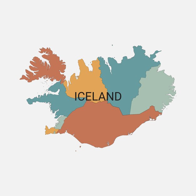 Vibrant Geographical Map of the Distinct Regions of Iceland | Jiffy Designs