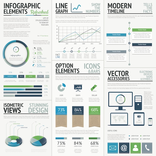 Comprehensive Infographic with Diverse Data Visualizations and Icons ...