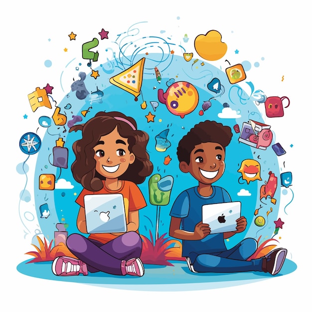Vibrant Digital World: Children Exploring Technology with Joy | Jiffy ...