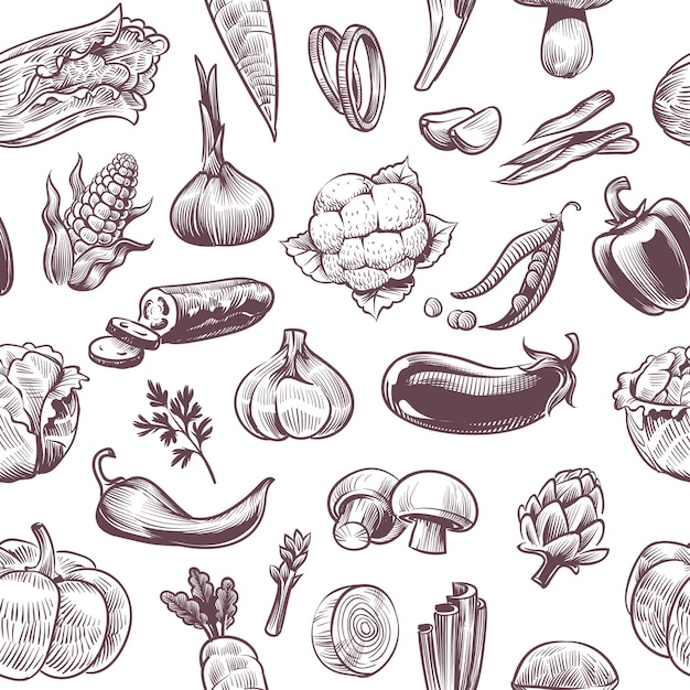 Vibrant Vegetable Variety: A Diverse Collection of Hand-Drawn Produce ...