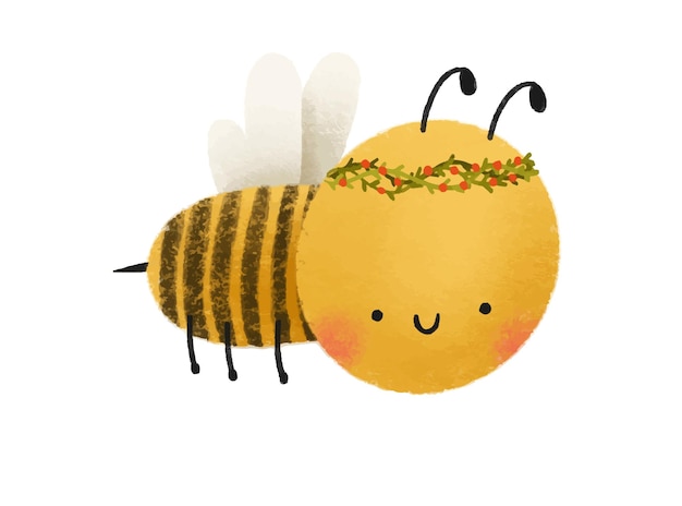 Cute Smiling Bee Character with Fuzzy Antennae and Wings | Jiffy Designs