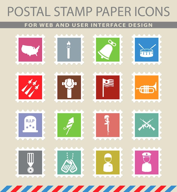 Diverse Postal Stamp Paper Icons for Web and UI Design | Jiffy Designs