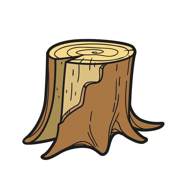 Illustrated Wooden Tree Stump with Golden Ring Pattern | Jiffy Designs