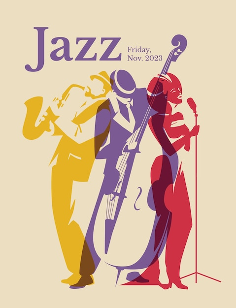 Vibrant Jazz Musicians Performing on Stage with Text | Jiffy Designs