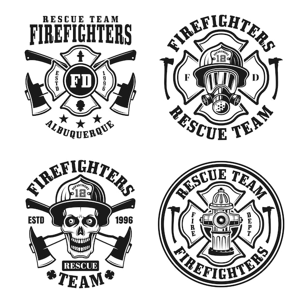 Distinctive Firefighter Rescue Team Emblems with Diverse Imagery ...