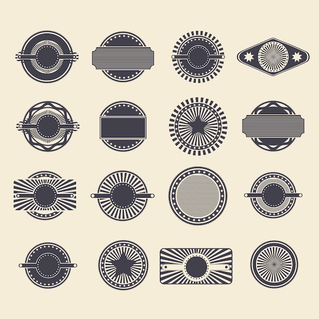 Striking Geometric Badge and Label Icon Collection in Monochrome ...