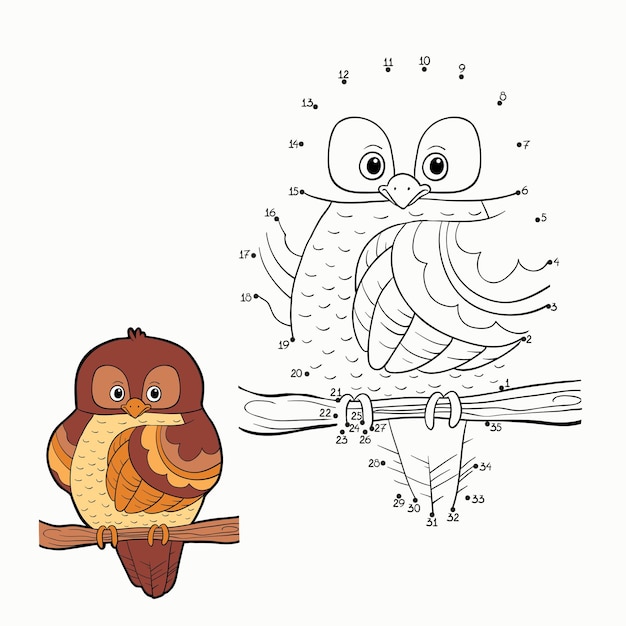 Playful Owls: A Delightful Dot-to-Dot Illustration | Jiffy Designs