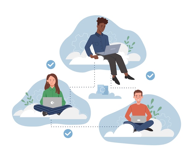 Remote Work Bliss: Diverse Professionals Collaborating in the Clouds ...