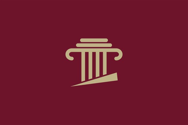 Elegant Neoclassical Column Icon on Burgundy Background | Jiffy Designs