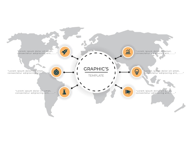 Interconnected Global Graphics and Design Elements on World Map | Jiffy ...