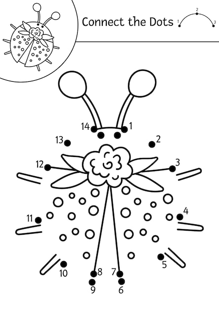 Whimsical Ladybug Connect the Dots Illustration | Jiffy Designs