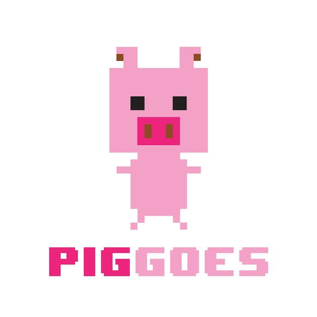 Charming Pixel Art Pig with Playful Piggoes Text | Jiffy Designs