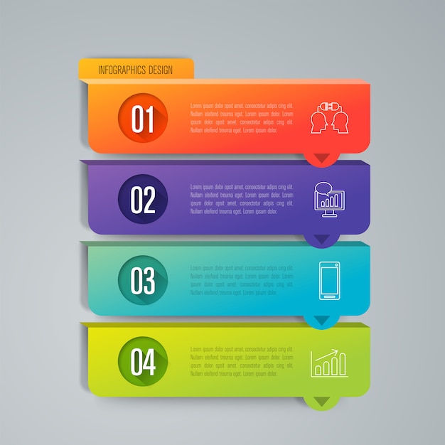 Vibrant Infographic Tabs with Colorful Gradient Backgrounds | Jiffy Designs