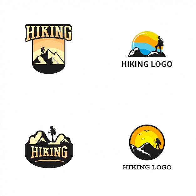Diverse Collection of Vibrant Hiking Logos and Emblems | Jiffy Designs
