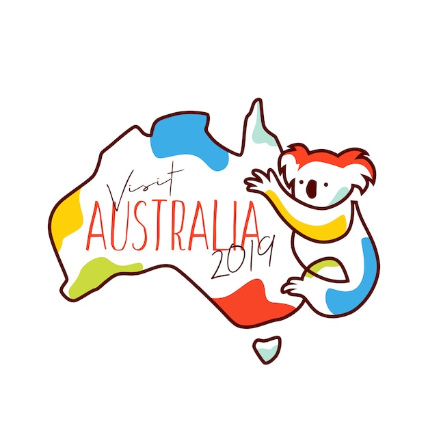 Colorful Australia Map with Cartoon Character Illustration | Jiffy Designs