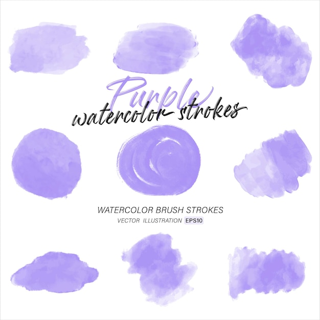 Vibrant Purple Watercolor Brush Strokes Collection | Jiffy Designs