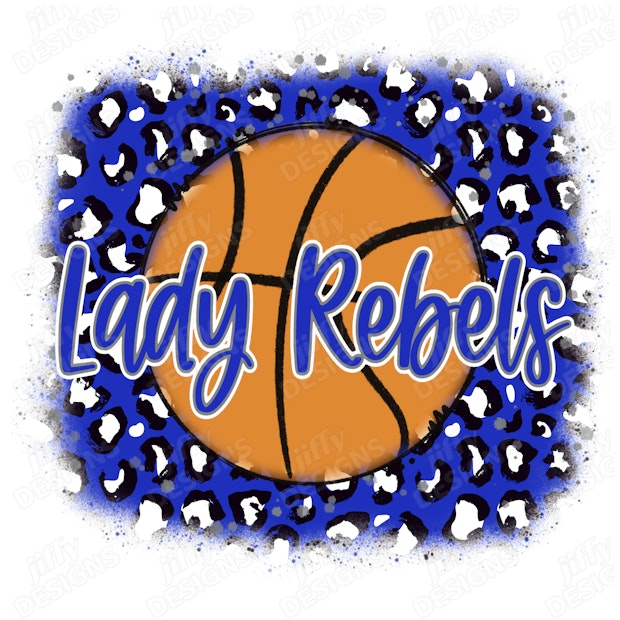 'Lady Rebels' Basketball Design with Vibrant Leopard Print Background ...