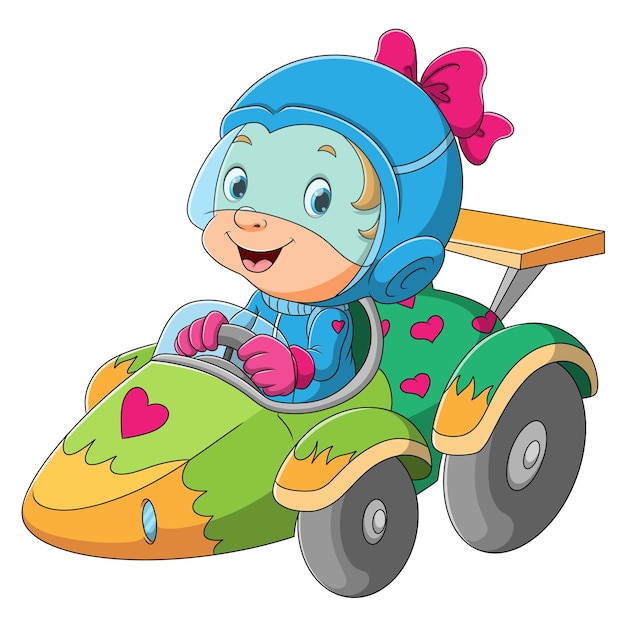 Adorable Cartoon Character Driving a Colorful Toy Car | Jiffy Designs