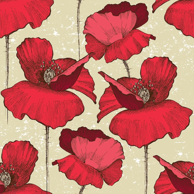 Vibrant Red Poppies on Distressed Wooden Background | Jiffy Designs