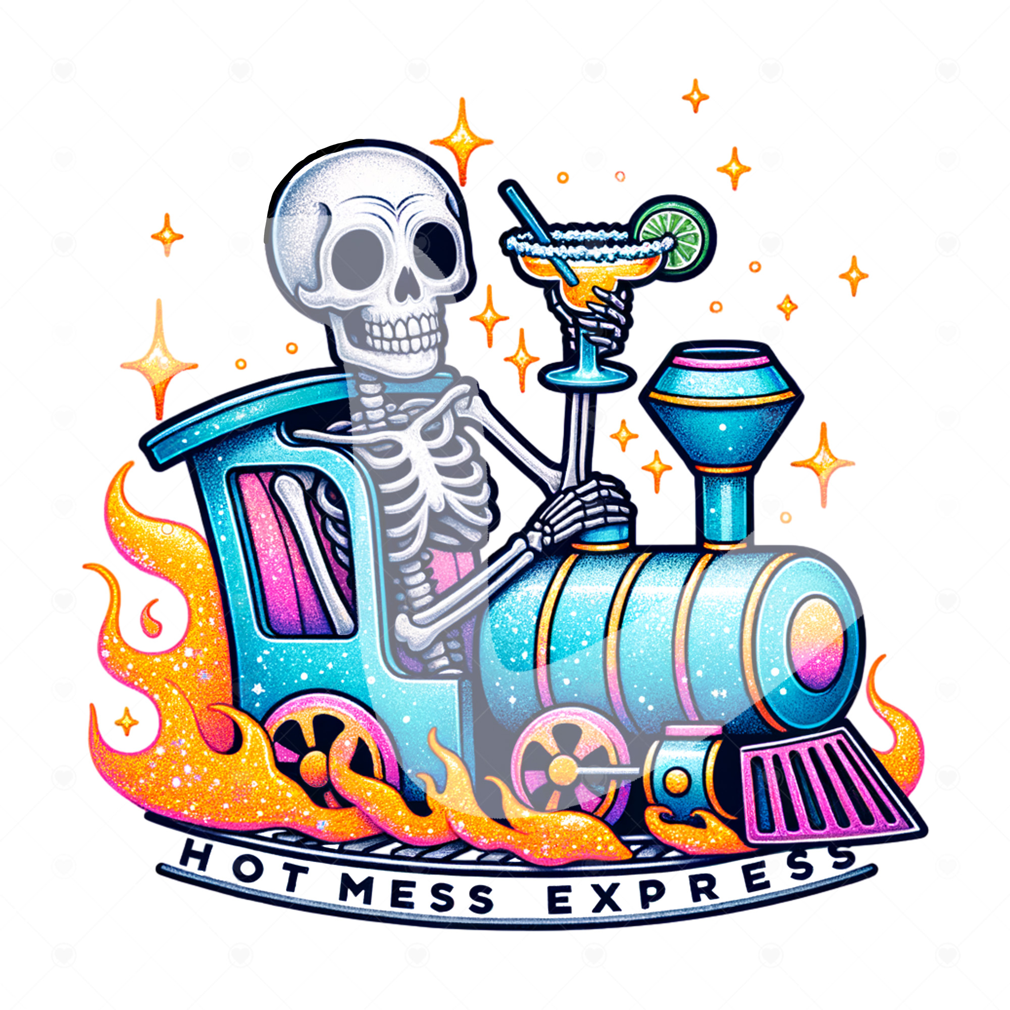 'Hot Mess Express' Skeleton Engineer Drives Flaming Locomotive While ...