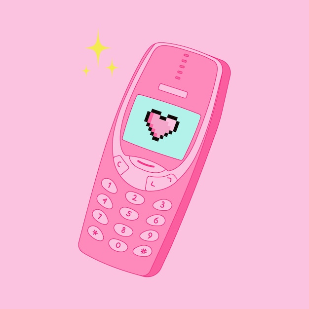 Retro Pixel Heart on Iconic Pink Mobile Phone | Jiffy Designs
