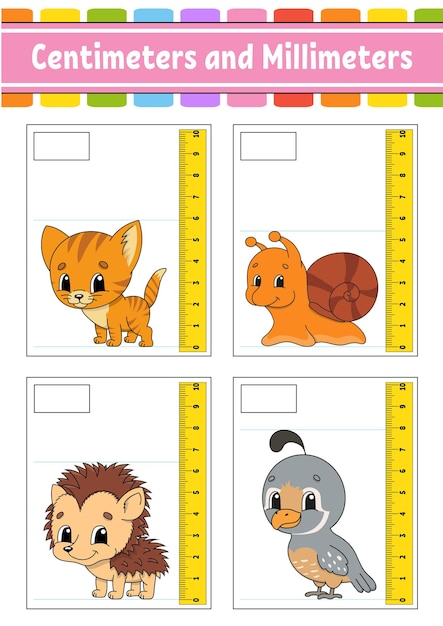 Adorable Animal Rulers: Centimeters and Millimeters Measurement Guide ...
