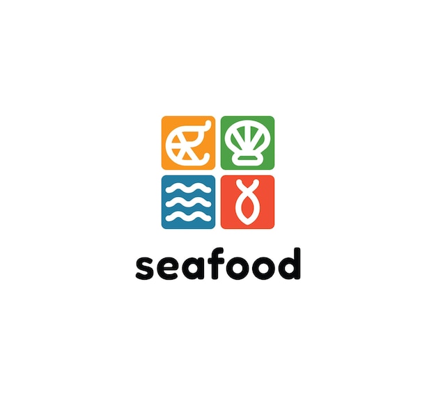 Vibrant Seafood Symbols in Minimalist Design | Jiffy Designs
