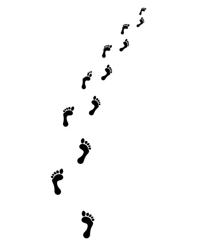 Trail Of Human Bare Footsteps, Turn Right | Jiffy Designs