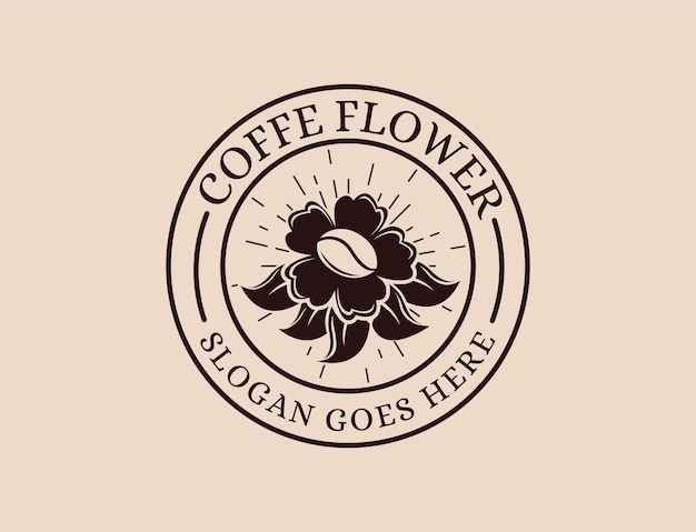 Elegant Coffee Flower Logo with Vibrant Bloom | Jiffy Designs