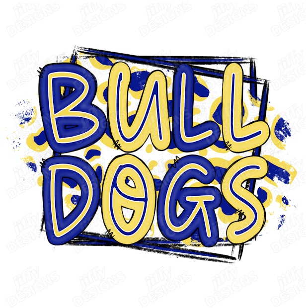 'Bull Dogs' Graffiti-Inspired Text Art with Vibrant Yellow and Blue ...