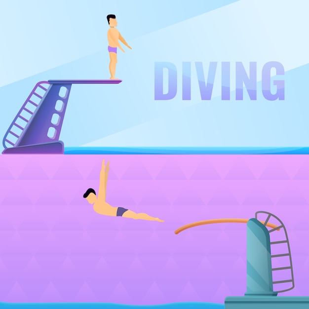 Diving Pool Scene with Minimalist Human Figures | Jiffy Designs