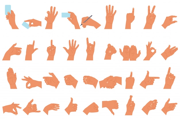 Diverse Illustrated Hands Expressing Various Gestures and Emotions ...