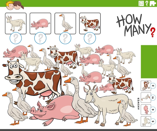 Playful Farm Animals Counting Illustration | Jiffy Designs