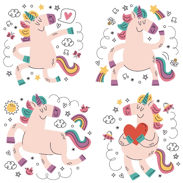 Whimsical Unicorn Parade: Magical Symbols and Vibrant Colors | Jiffy ...