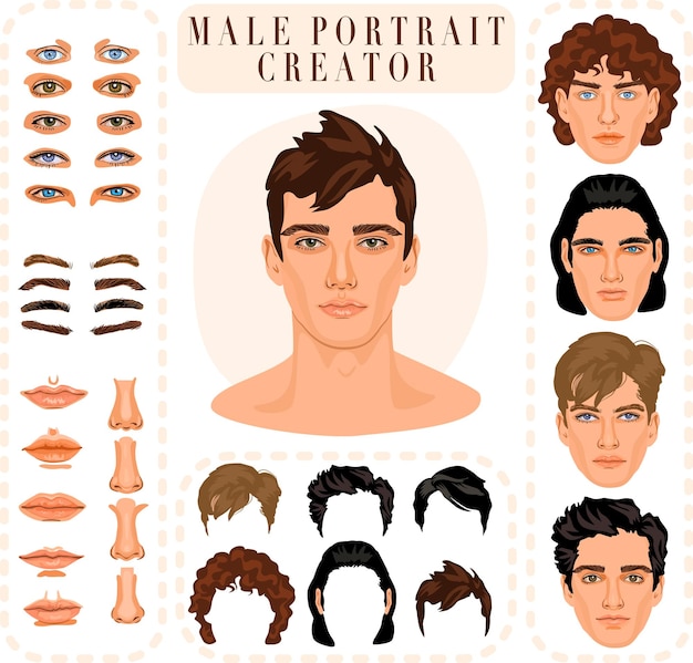 Diverse Male Face Elements for Customizable Character Design | Jiffy ...