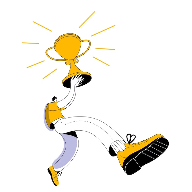 Victorious Athlete Celebrates Triumph with Gleaming Trophy | Jiffy Designs