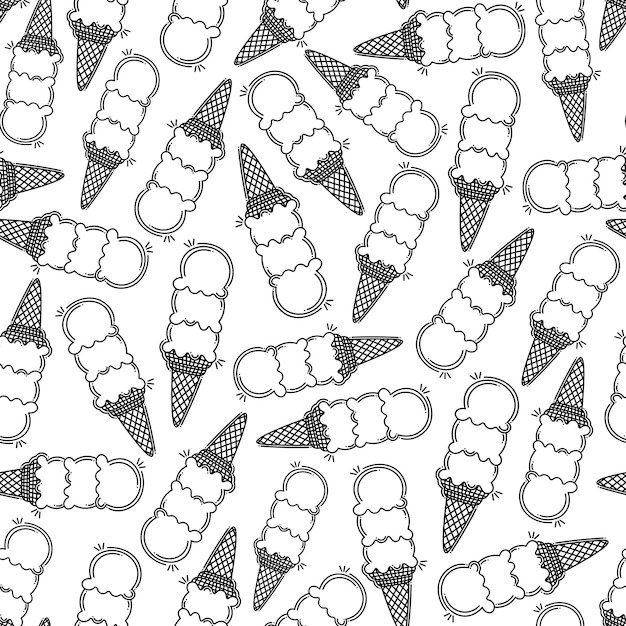 Monochrome Ice Cream Cone Pattern with Playful Textures | Jiffy Designs