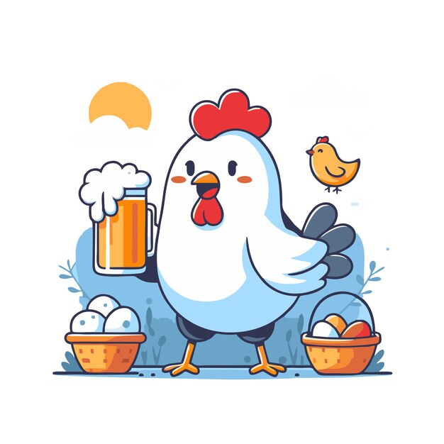 Cheerful Rooster Serving Refreshing Beverage | Jiffy Designs