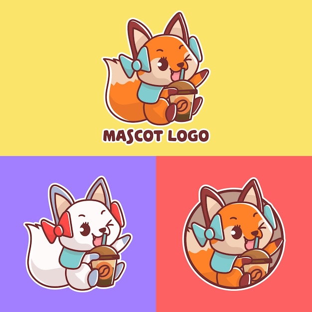 Vibrant Mascot Logo Collection Featuring Adorable Cartoon Foxes | Jiffy ...