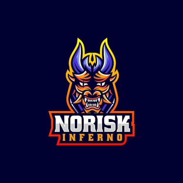 Fierce Norisk Inferno Mascot Logo with Fiery Horns | Jiffy Designs