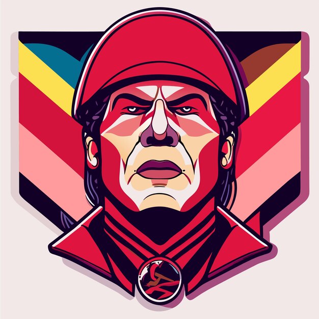Powerful Soldier Portrait with Vibrant Geometric Backdrop | Jiffy Designs